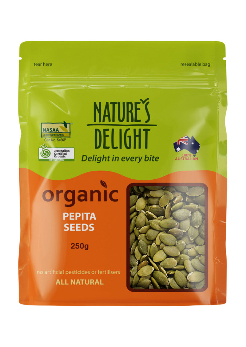 Natures Delight Organic Pepita Seeds 250g – AustralianHealthFoods.com